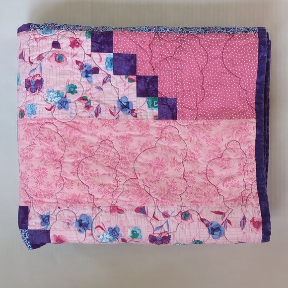Patchwork Quilted Throw | Bedding | Patchwork Quilted Floral Dotted ...